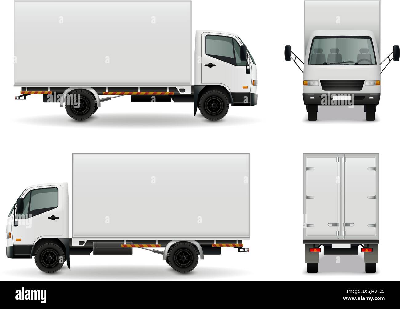 Lorry with blank surface realistic advertising mockup side view, front ...