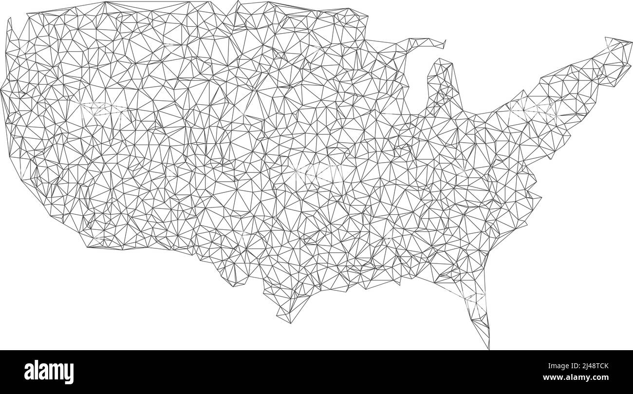 Abstract network polygonal line map of United States. Stock vector ...