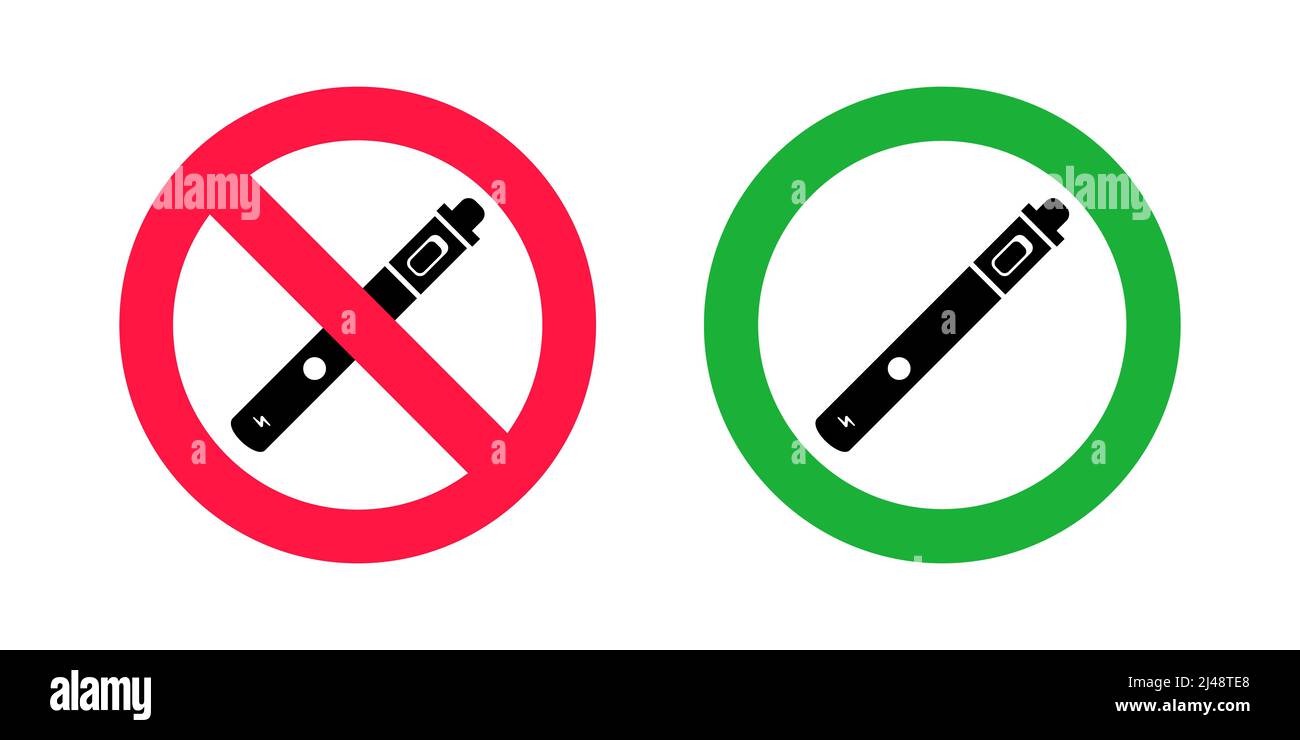 No vaping and vaping area signs. Red forbidden and green allowed ...