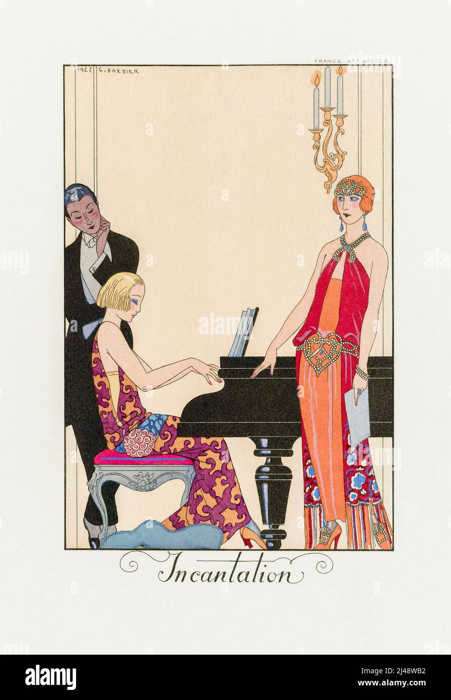 Incantation. From George Barbier's almanac Falbalas et Fanfreluches ...
