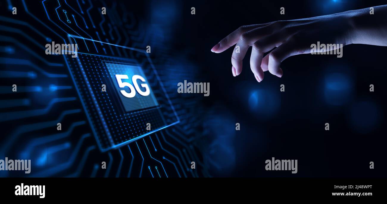 5G Fifth generation of mobile internet. Fast connection ...