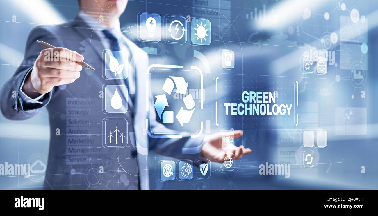 Green Technology Recycling Ecology Earth Saving concept on virtual ...