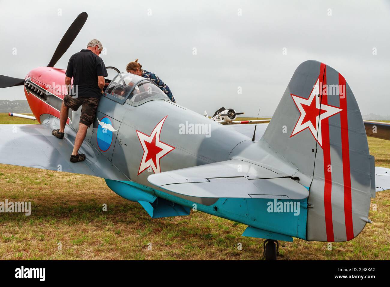 A Yakovlev Yak-52, a 1970s Soviet trainer aircraft, at an airshow in ...