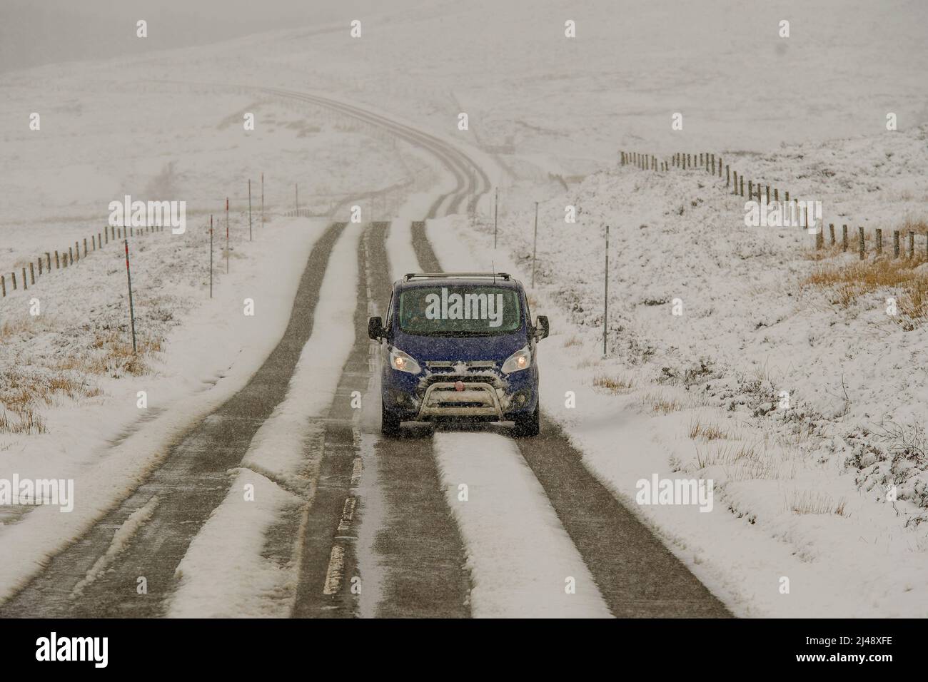 Snowfell scenes on the A939. Parts of Scotland are under a yellow met ...