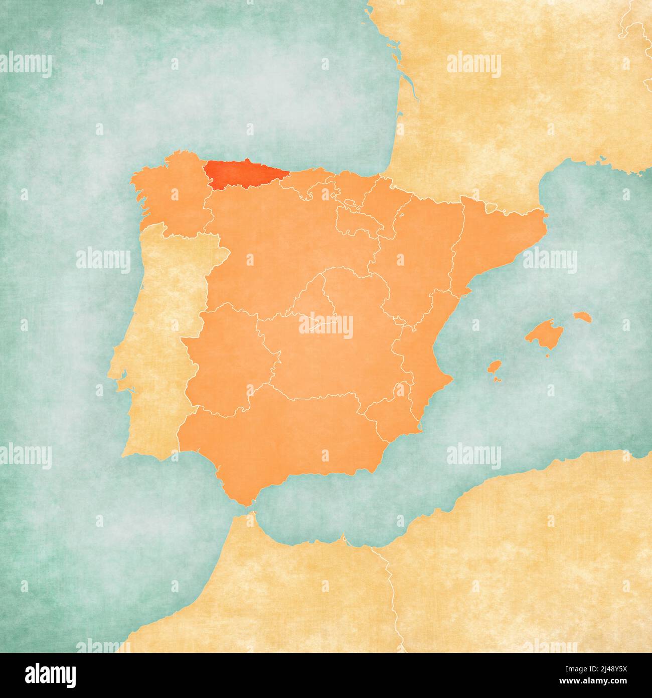 Asturias map hi-res stock photography and images - Alamy