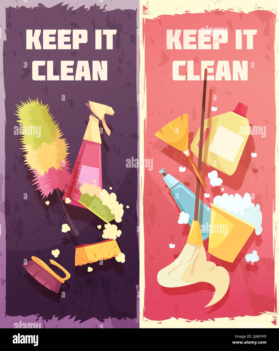 Cleaning vertical banners with tools and accessories for washing floor ...