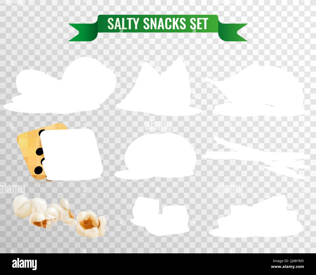 Collection of salty snacks images on transparent background with ...