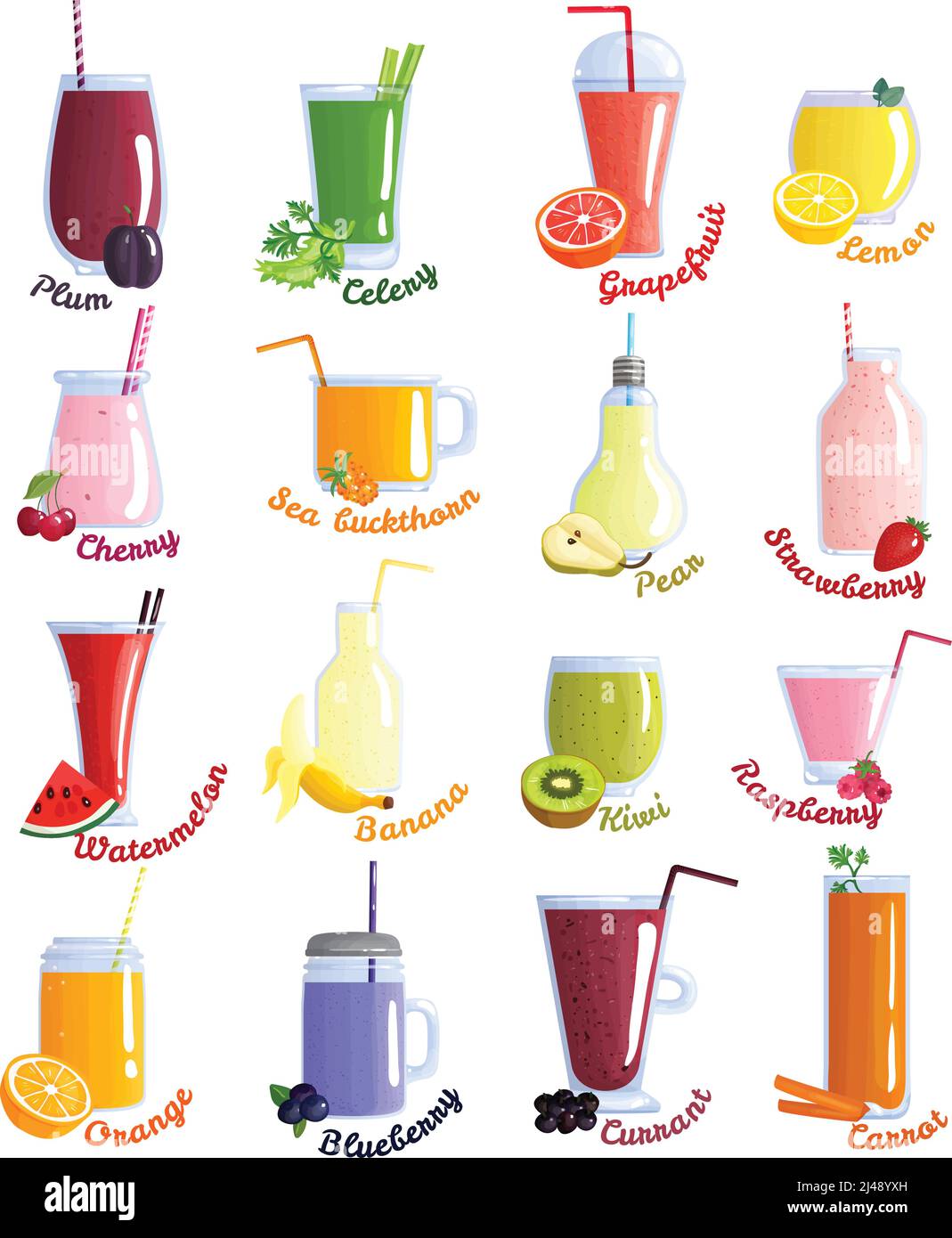 Smoothie flavors Stock Vector Images - Alamy