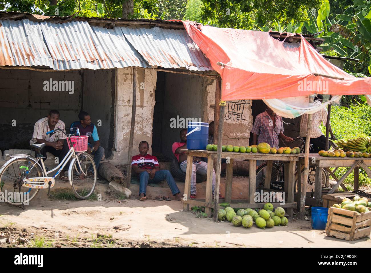 Zanzibar, Tanzania - April 22,2022: Street view of the usual daily life ...
