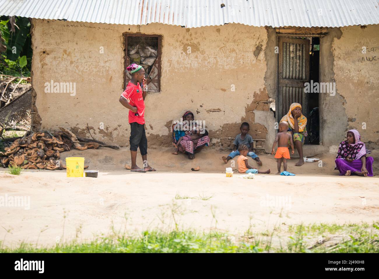 Zanzibar, Tanzania - April 22,2022: Street view of the usual daily life ...
