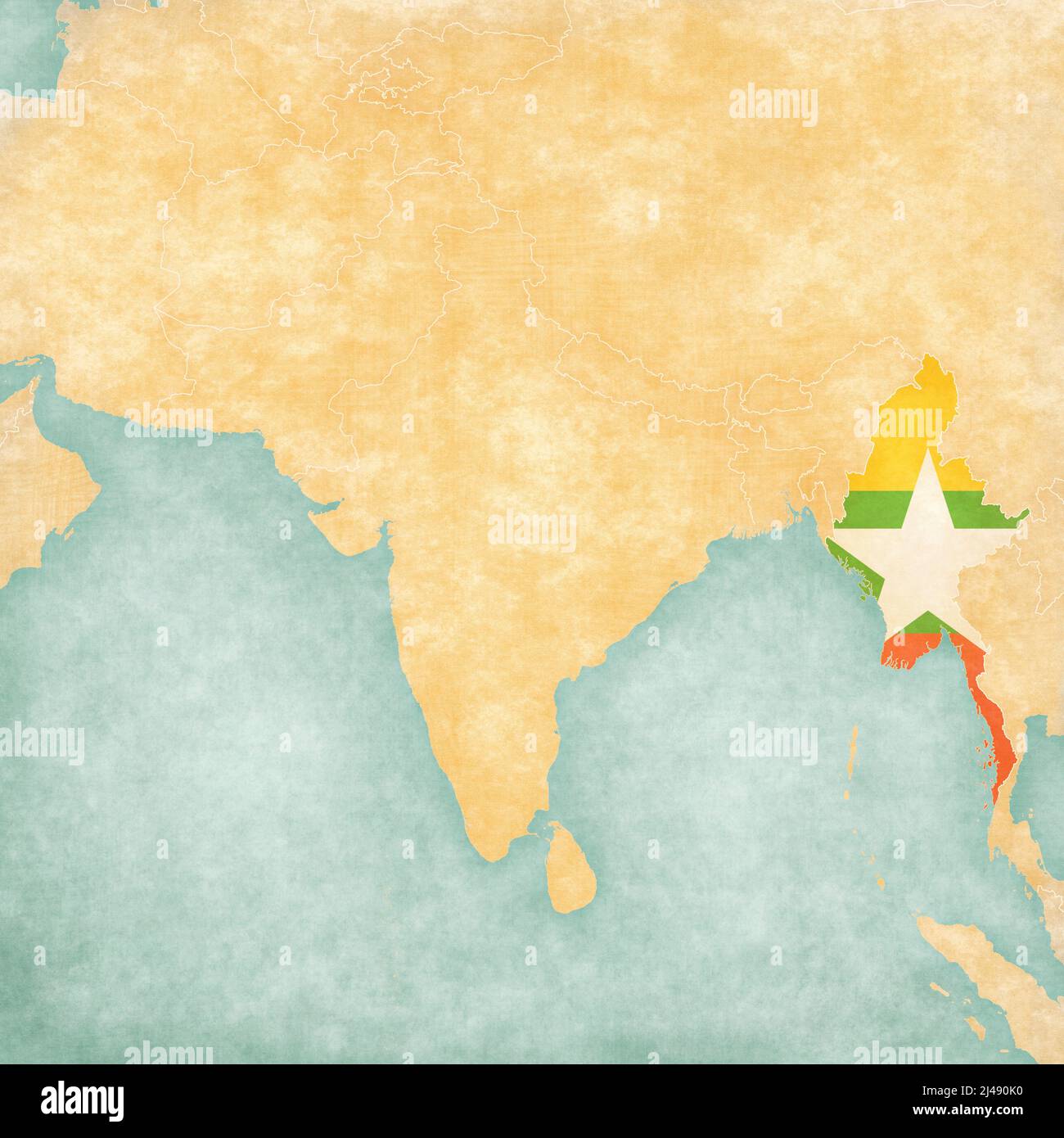 Myanmar map hi-res stock photography and images - Alamy
