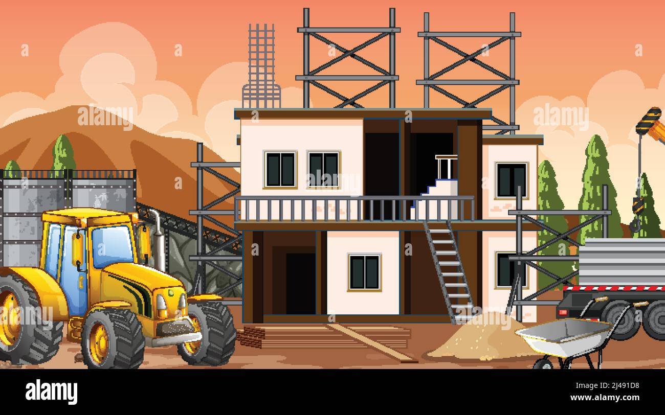 Building construction site scene illustration Stock Vector Image & Art ...