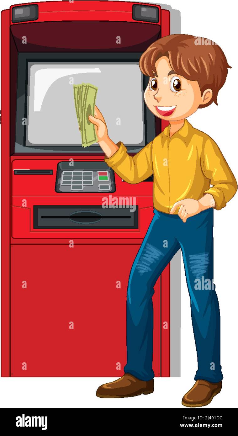 A man withdraw money from atm machine illustration Stock Vector Image & Art - Alamy