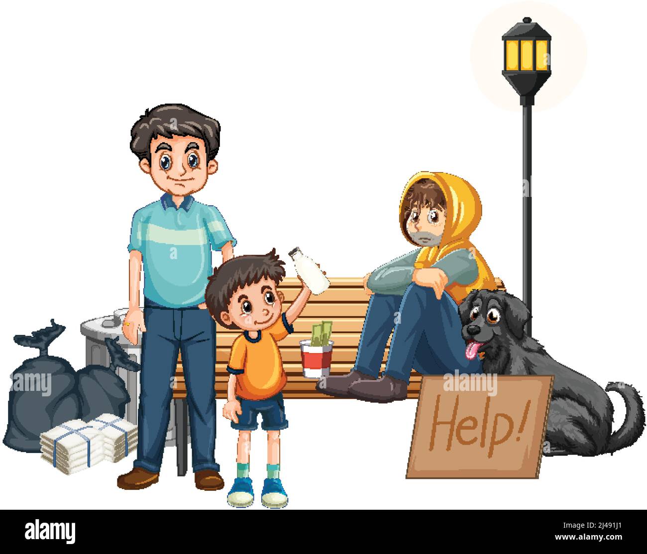 Homeless kids street Stock Vector Images - Alamy
