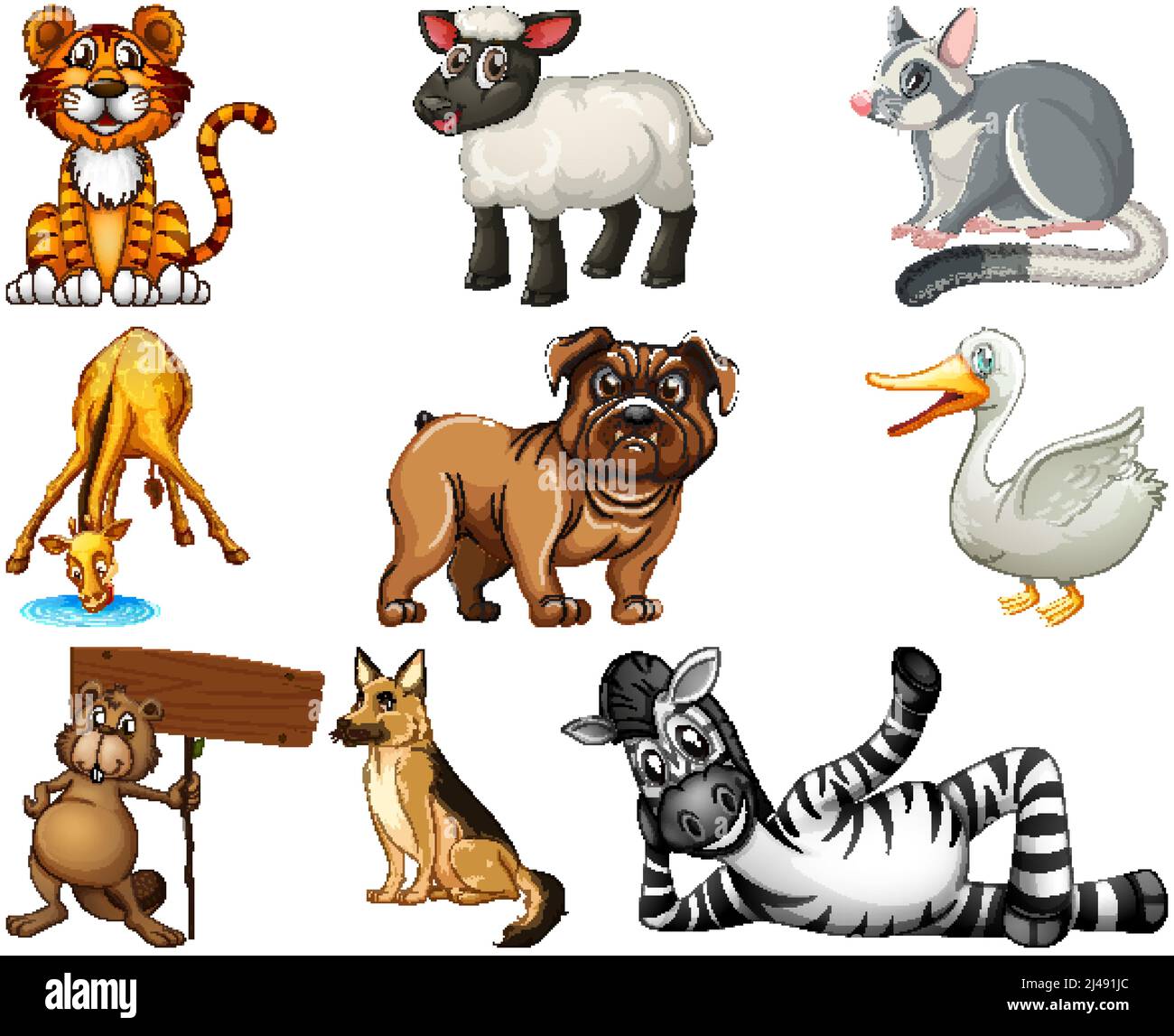 Set of animal cartoon character illustration Stock Vector Image & Art ...