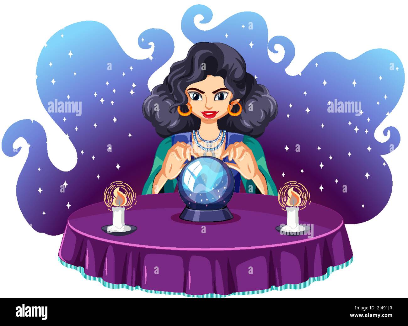 Fortune teller and crystal ball illustration Stock Vector Image & Art ...