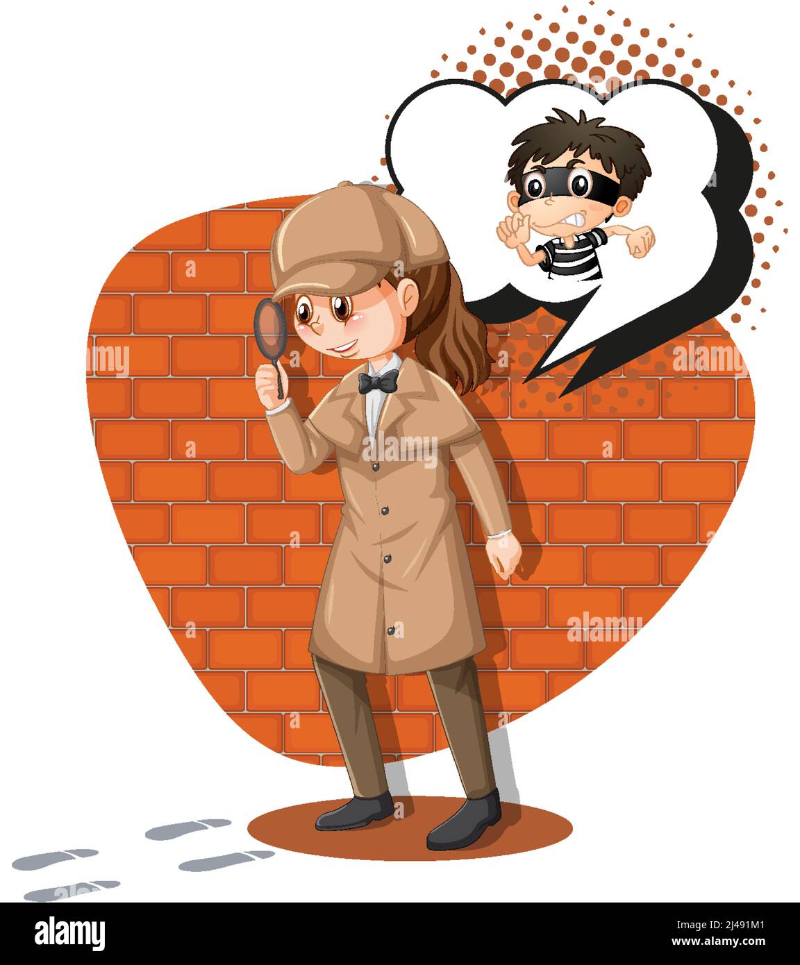 Detective looking for clues in template illustration Stock Vector Image ...