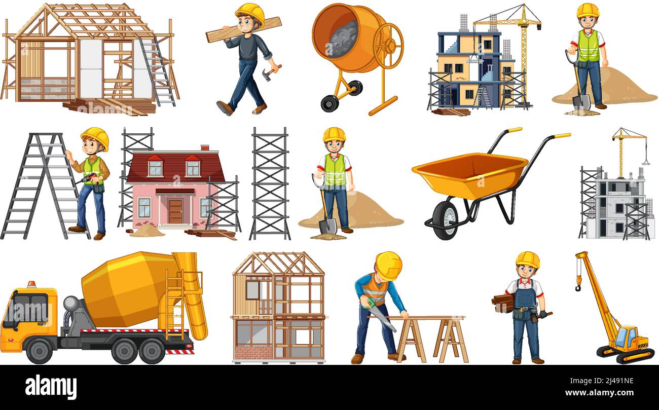 Set of construction site objects illustration Stock Vector Image & Art ...