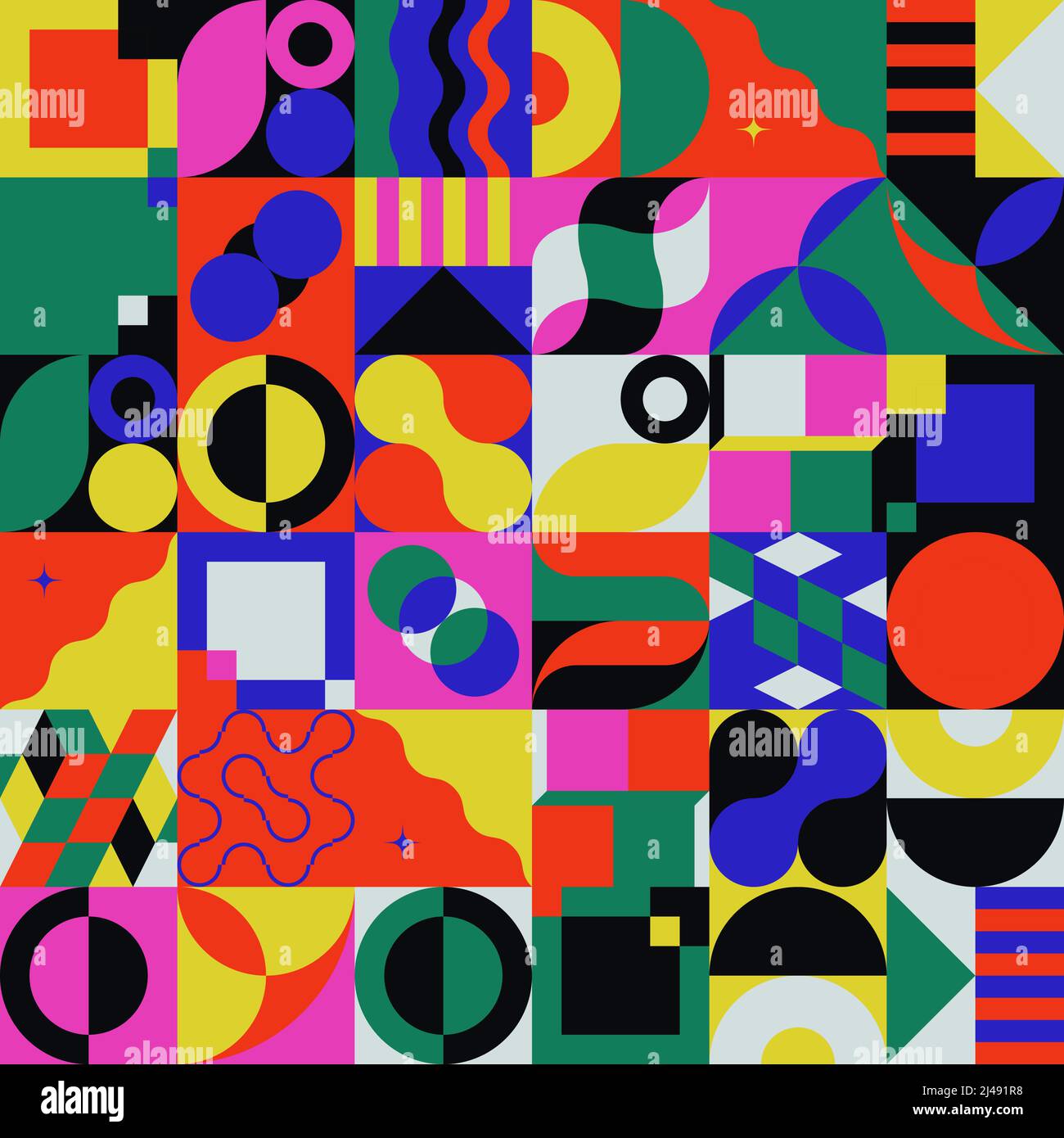 Neon colored abstract vector pattern artwork made with various ...
