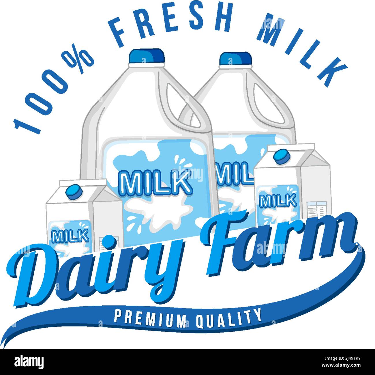 Dairy Farm label with dairy products illustration Stock Vector Image ...