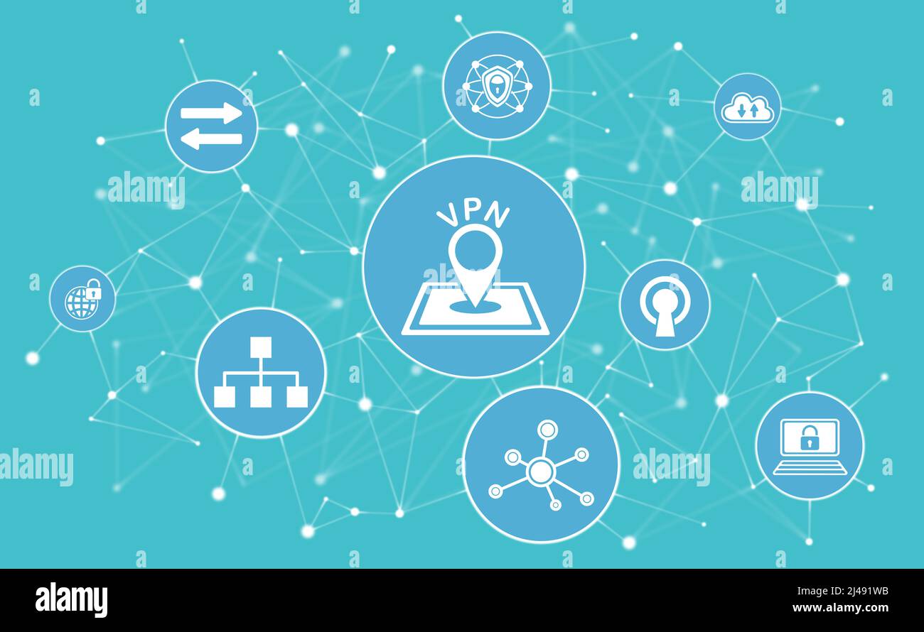 Concept of vpn with connected icons Stock Photo - Alamy