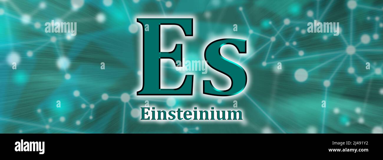 Es symbol. Einsteinium chemical element on green network background ...