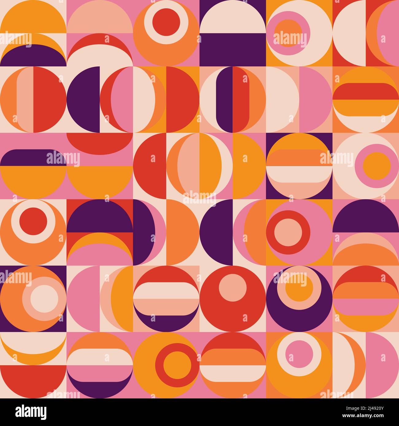 Mid-Century abstract vector pattern artwork made with various geometry ...