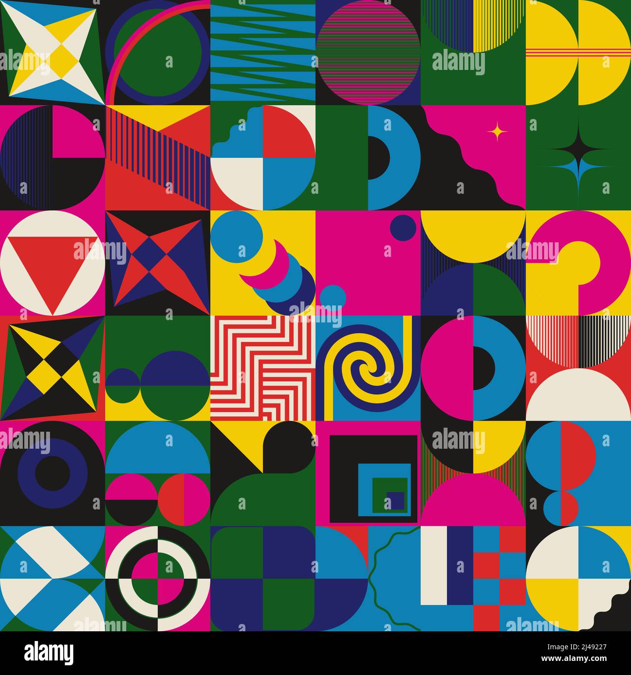 Neo-Geo vector pattern graphics artwork inspired by abstract modernist ...