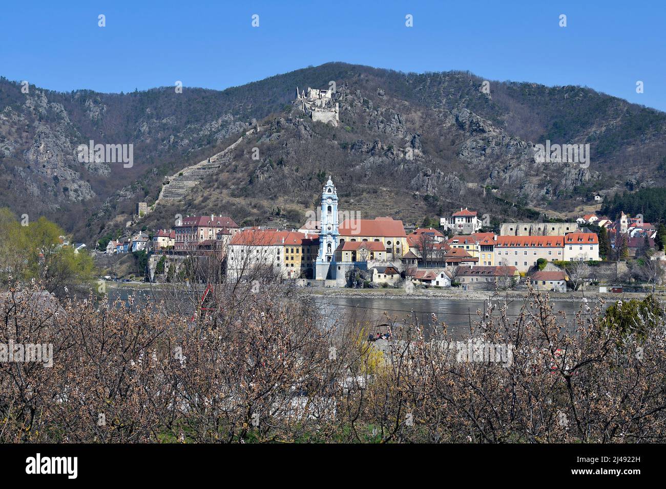 Austria, town of Duernstein with monastery and ruin of castle where the ...