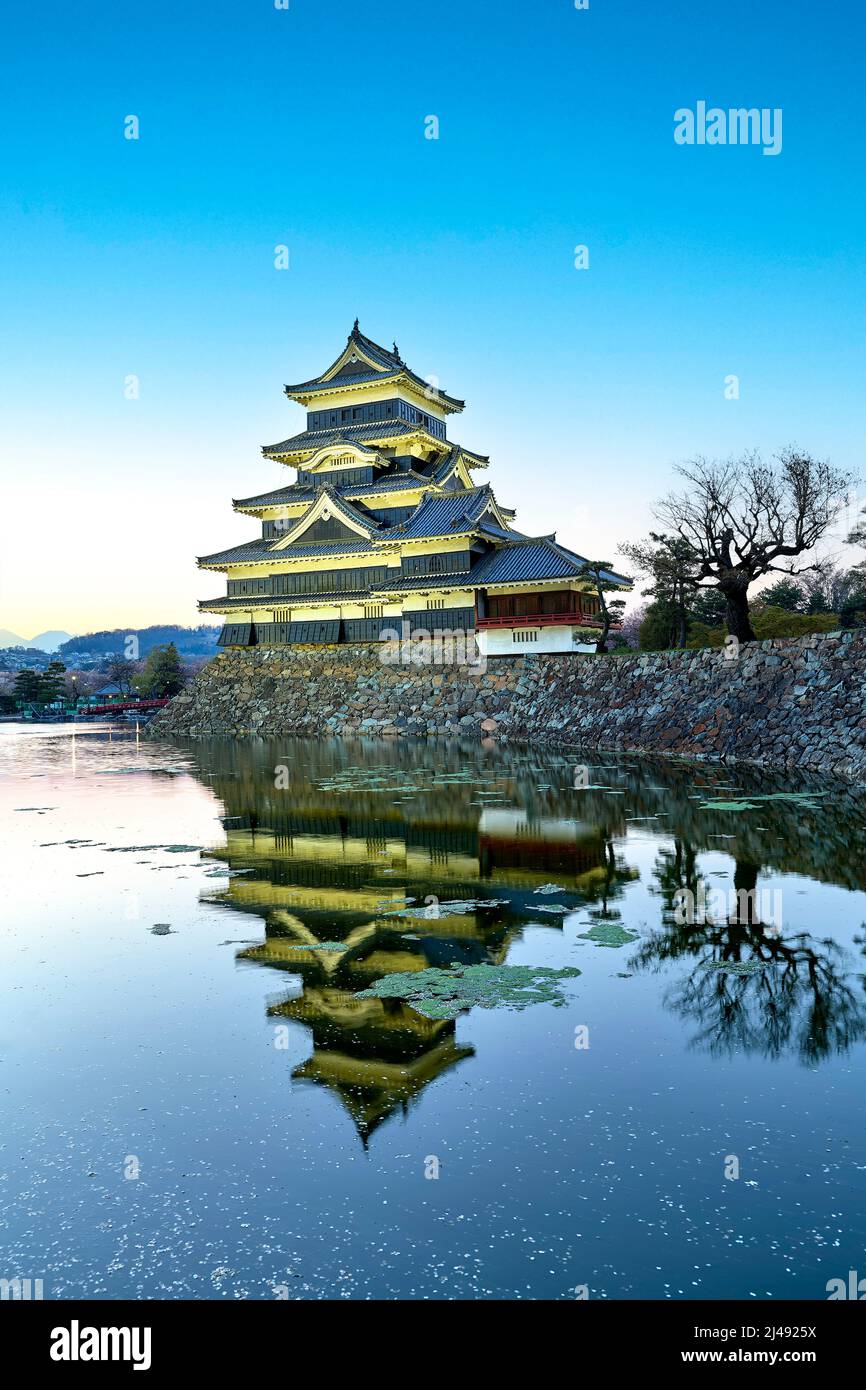Japan. Matsumoto Castle at sunset Stock Photo - Alamy