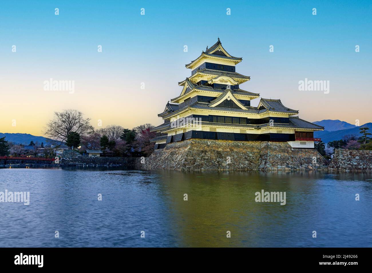 Japan. Matsumoto Castle at sunset Stock Photo - Alamy