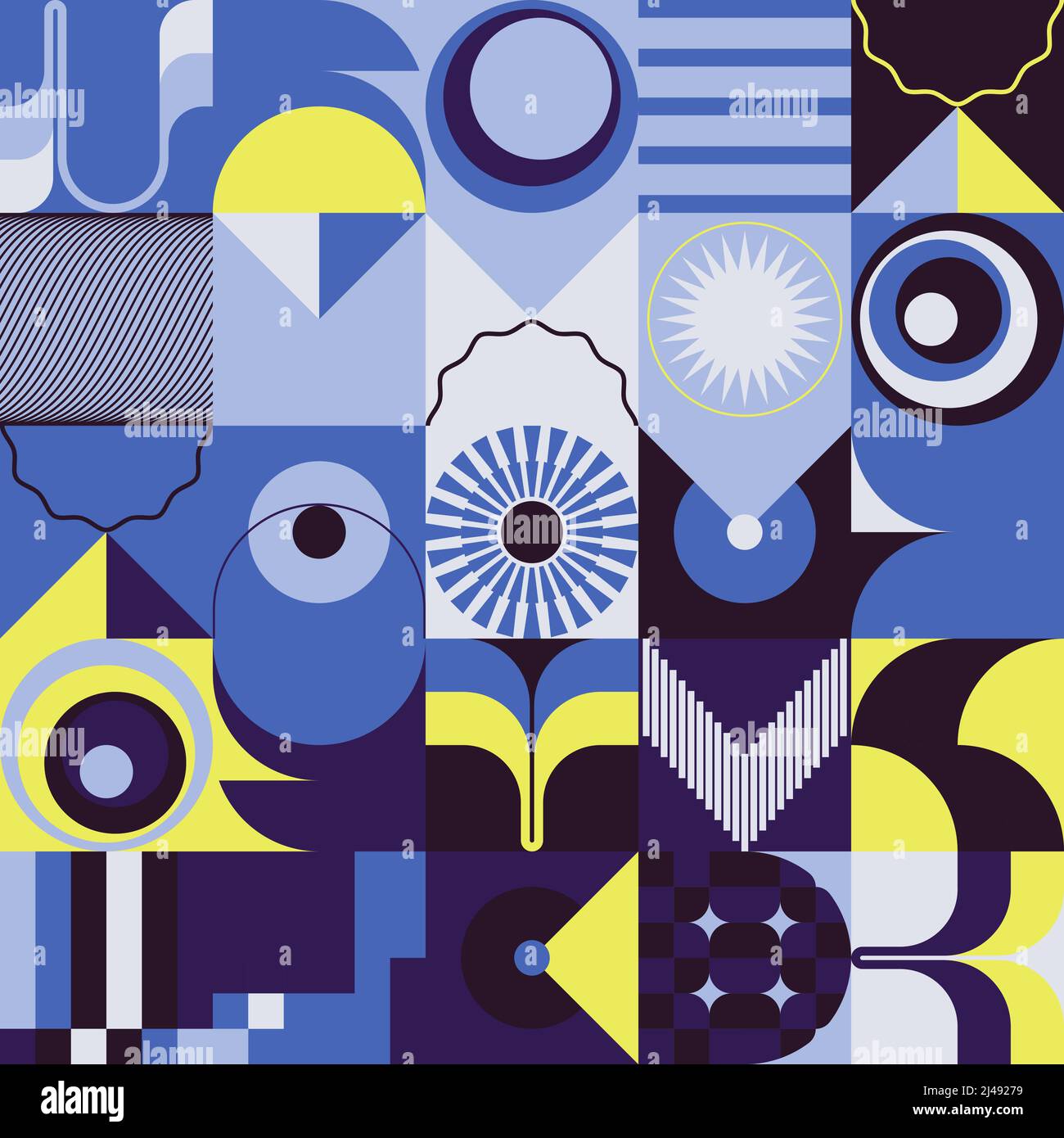 Scandi Art collage graphics pattern made with vector abstract forms and ...