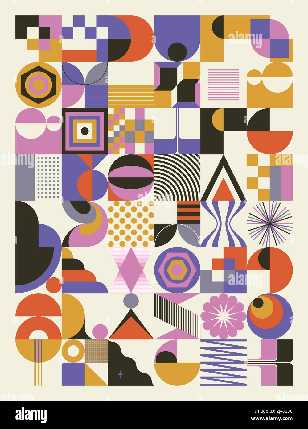 Bauhaus inspired abstract artwork made with vector design elements and ...