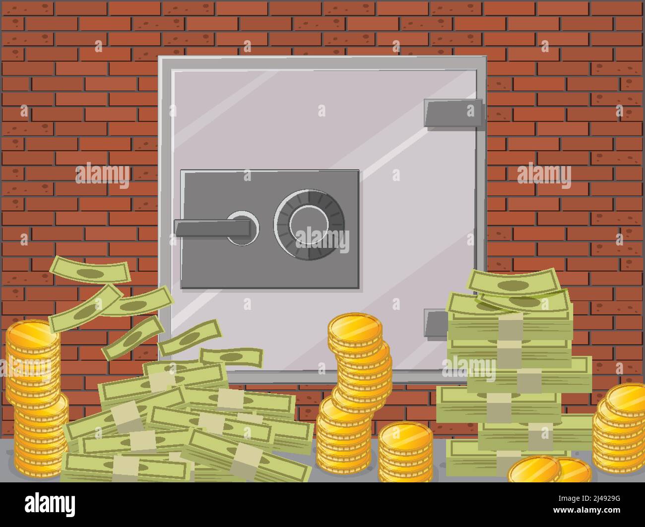Money security box with banknotes and coins illustration Stock Vector ...