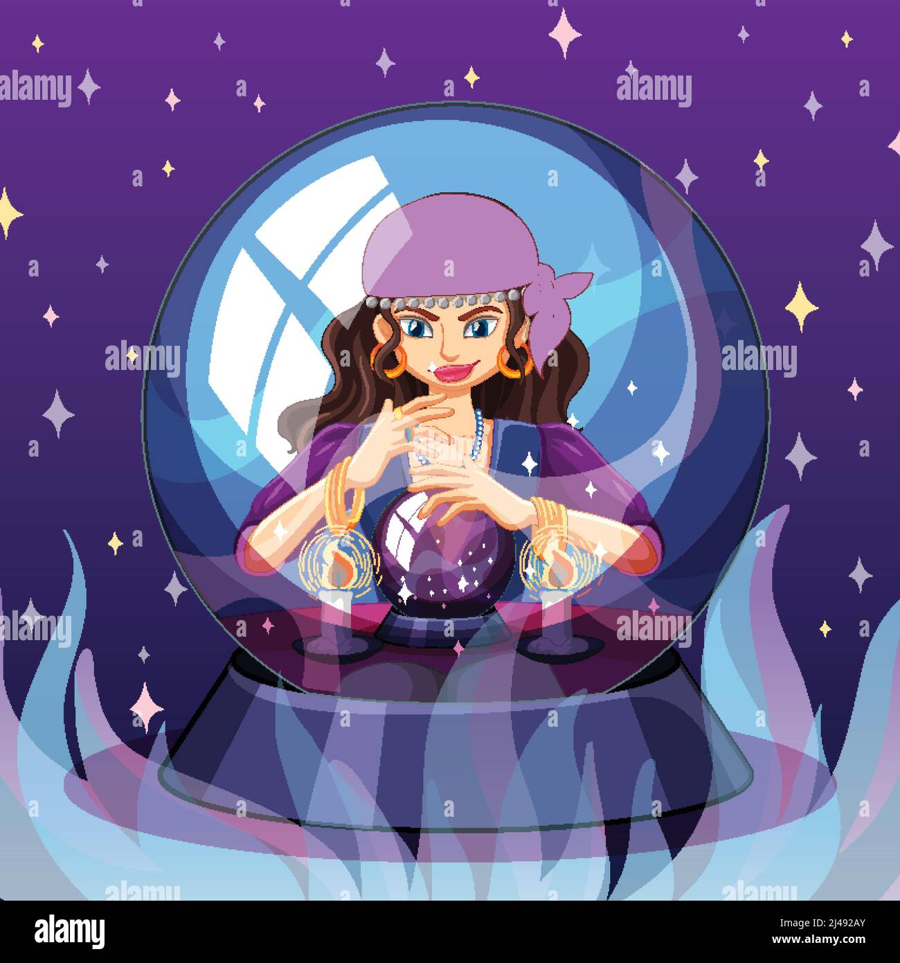 Fortune teller with crystal ball illustration Stock Vector Image & Art ...