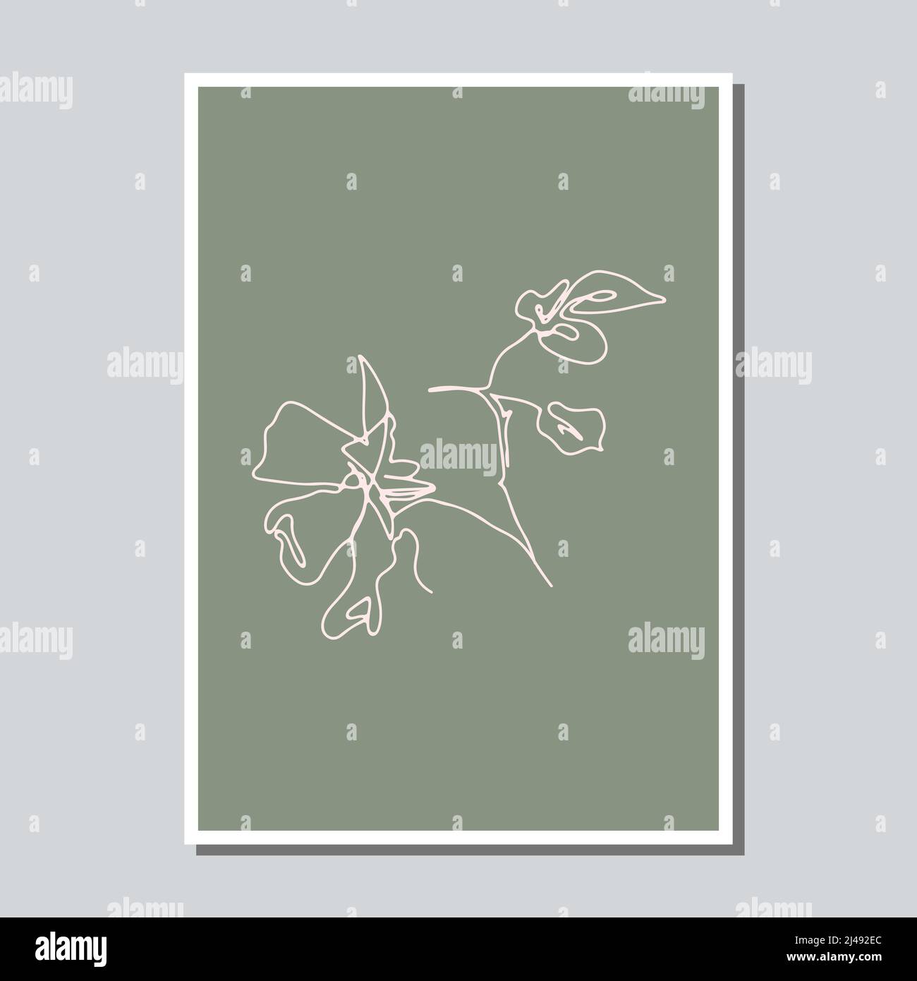 One single line drawing rose flower on earthy background card template ...