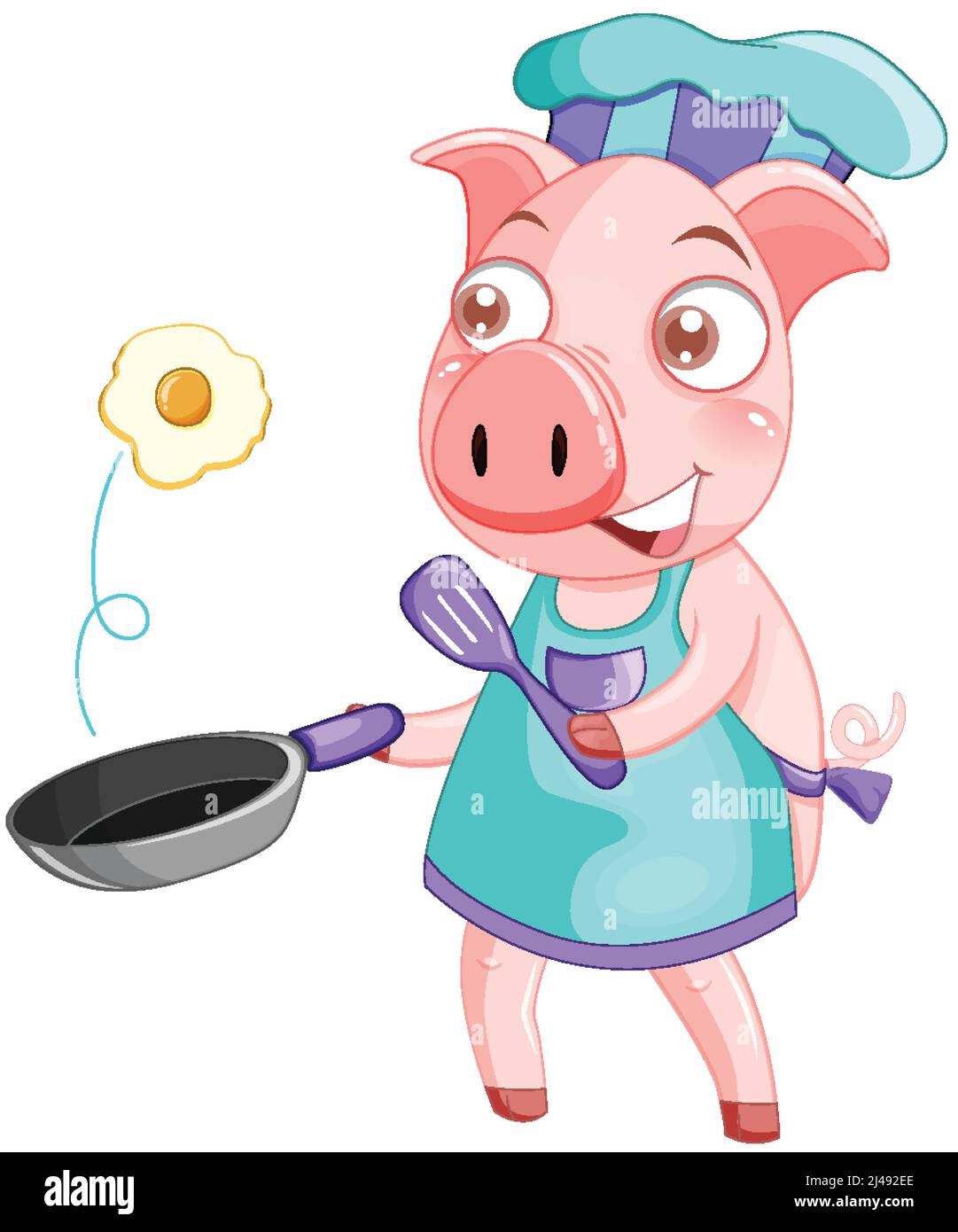 Pig cartoon character cooking breakfast illustration Stock Vector Image ...