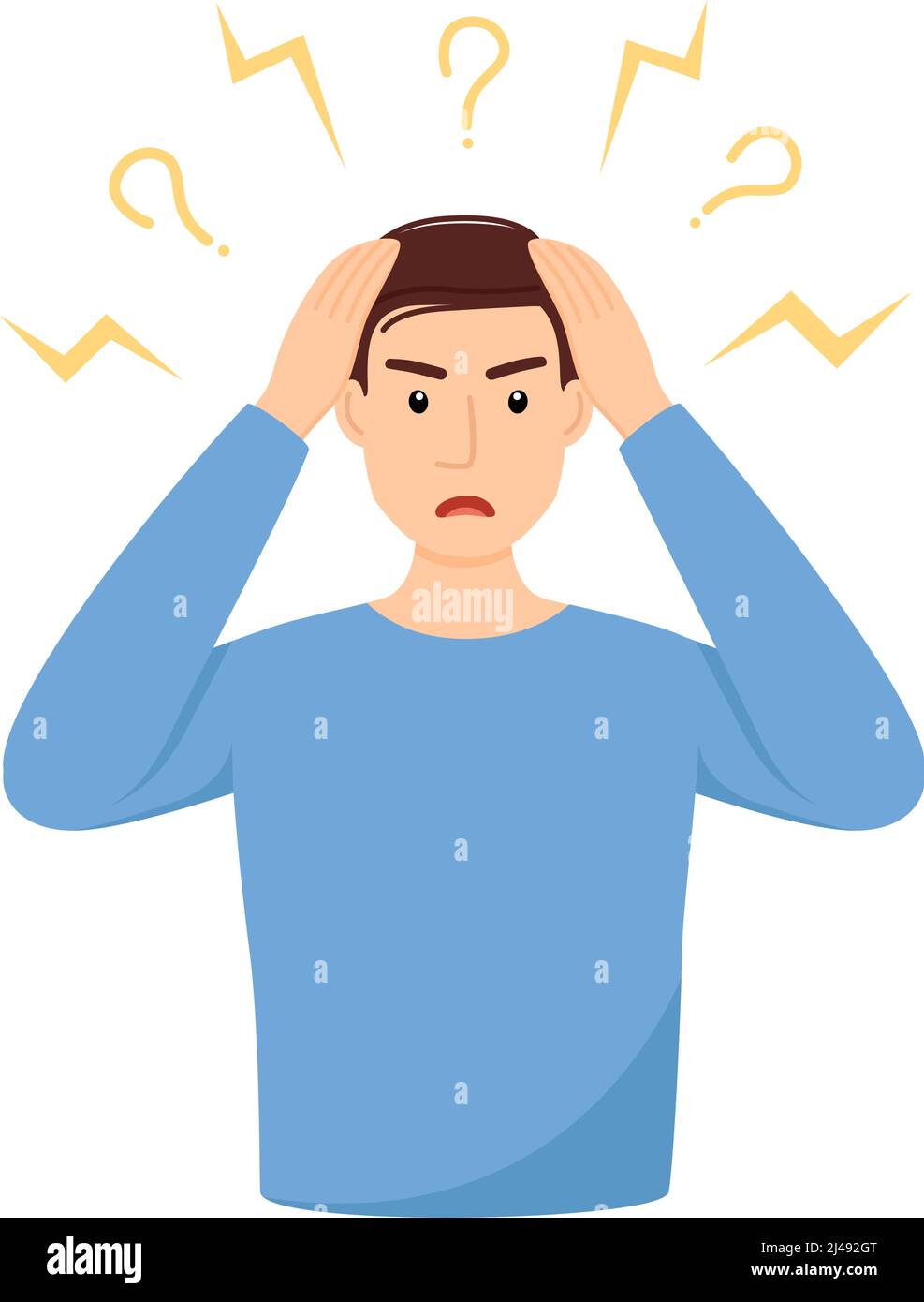 Stressed man. Man in stress, bad mood, depression, panic, vector ...