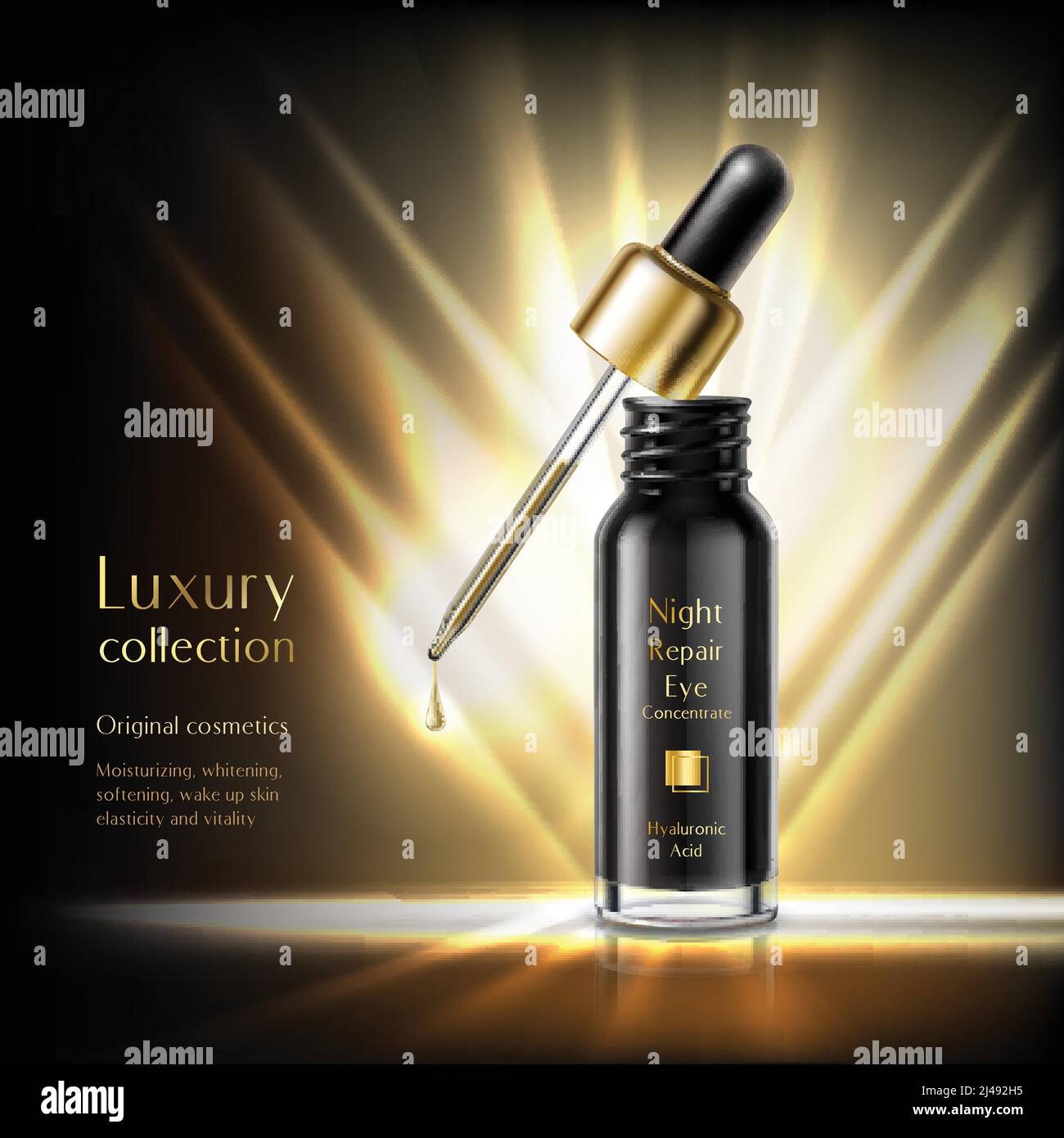 Luxury cosmetics realistic advertisement poster with black essential ...
