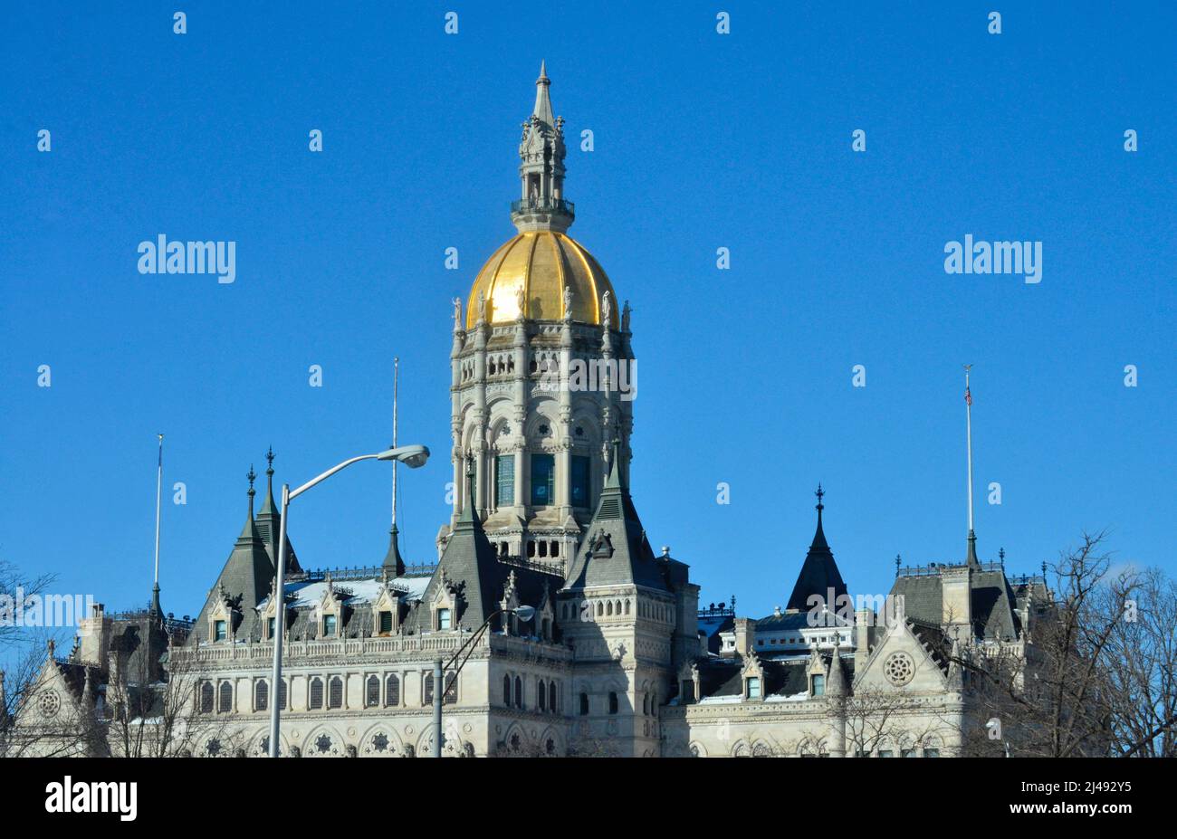 Ornate capitol building at Hartford, the State Capital of Connecticut ...