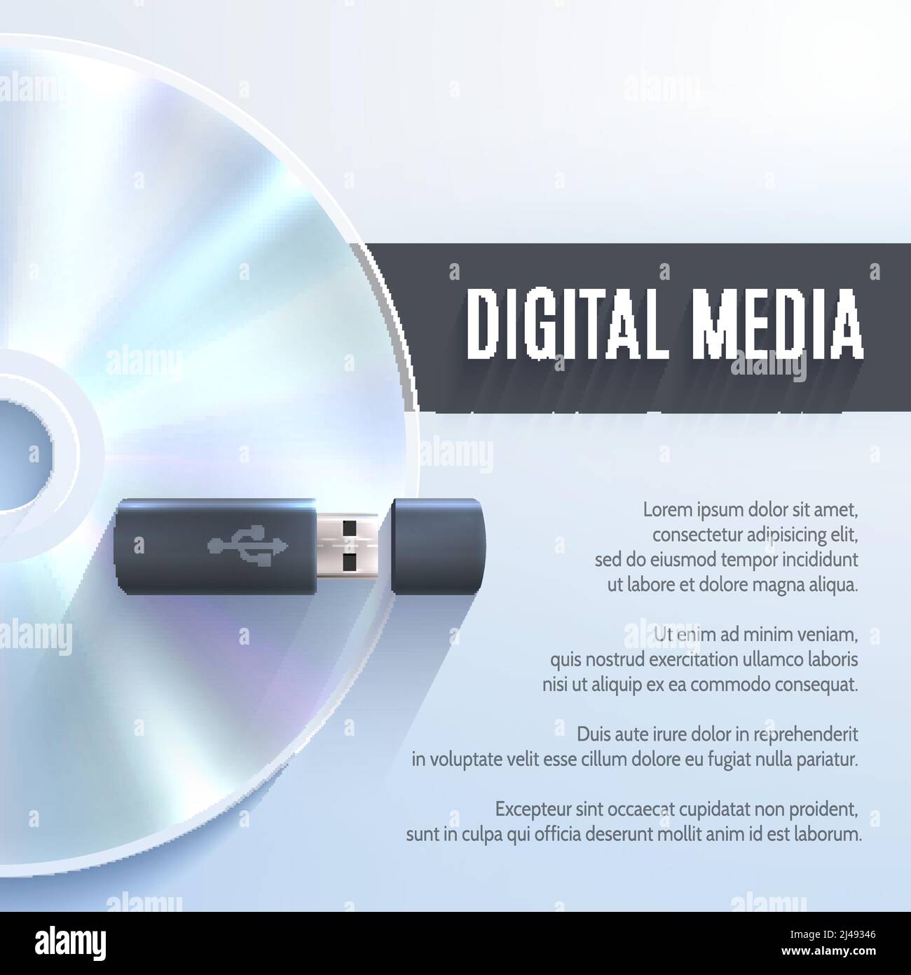 Usb flash drive realistic device with cd digital media background ...