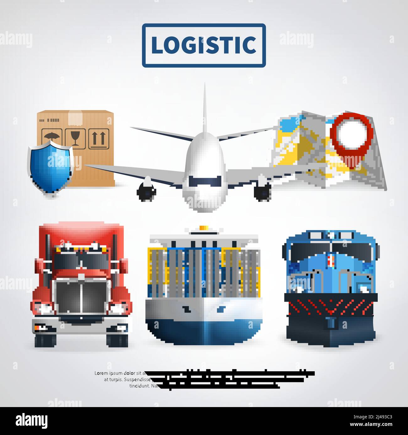 Logistic colored poster with means of transport to deliver goods and ...