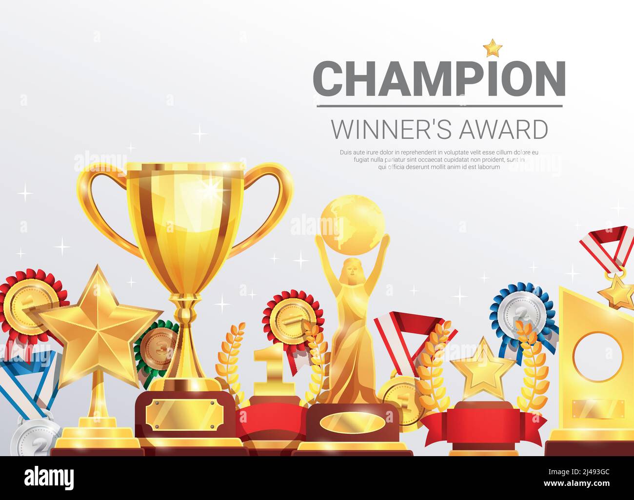 Sport competitions winners awards realistic composition poster with ...