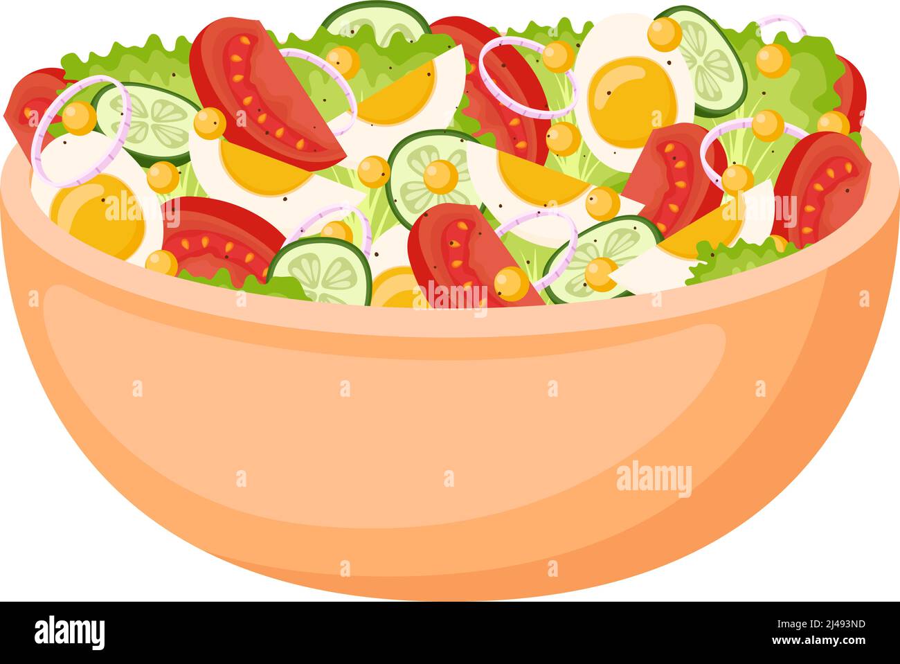 Homemade salad from fresh vegetable, greens and eggs. Healthy food ...