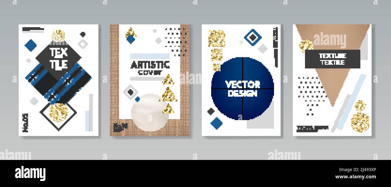 Realistic cloth fabric textile texture samples presentation 4 creative ...