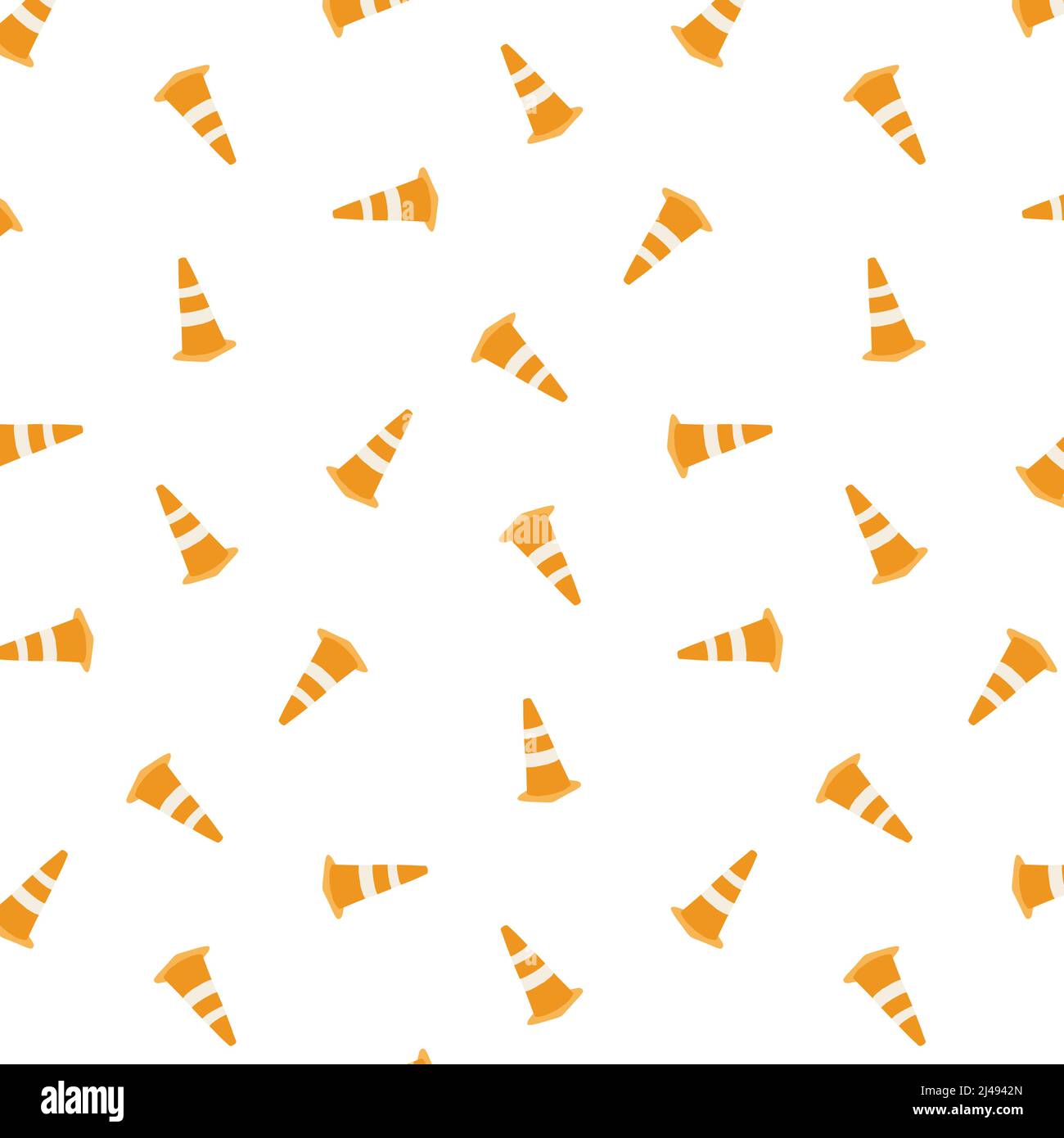 Hand drawn vector illustration of traffic cone pattern on white ...
