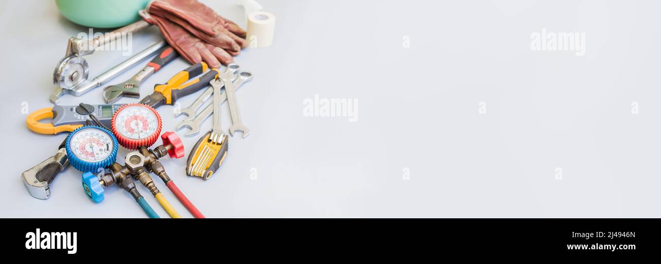 Tools for air conditioning repair and maintenance Stock Photo - Alamy