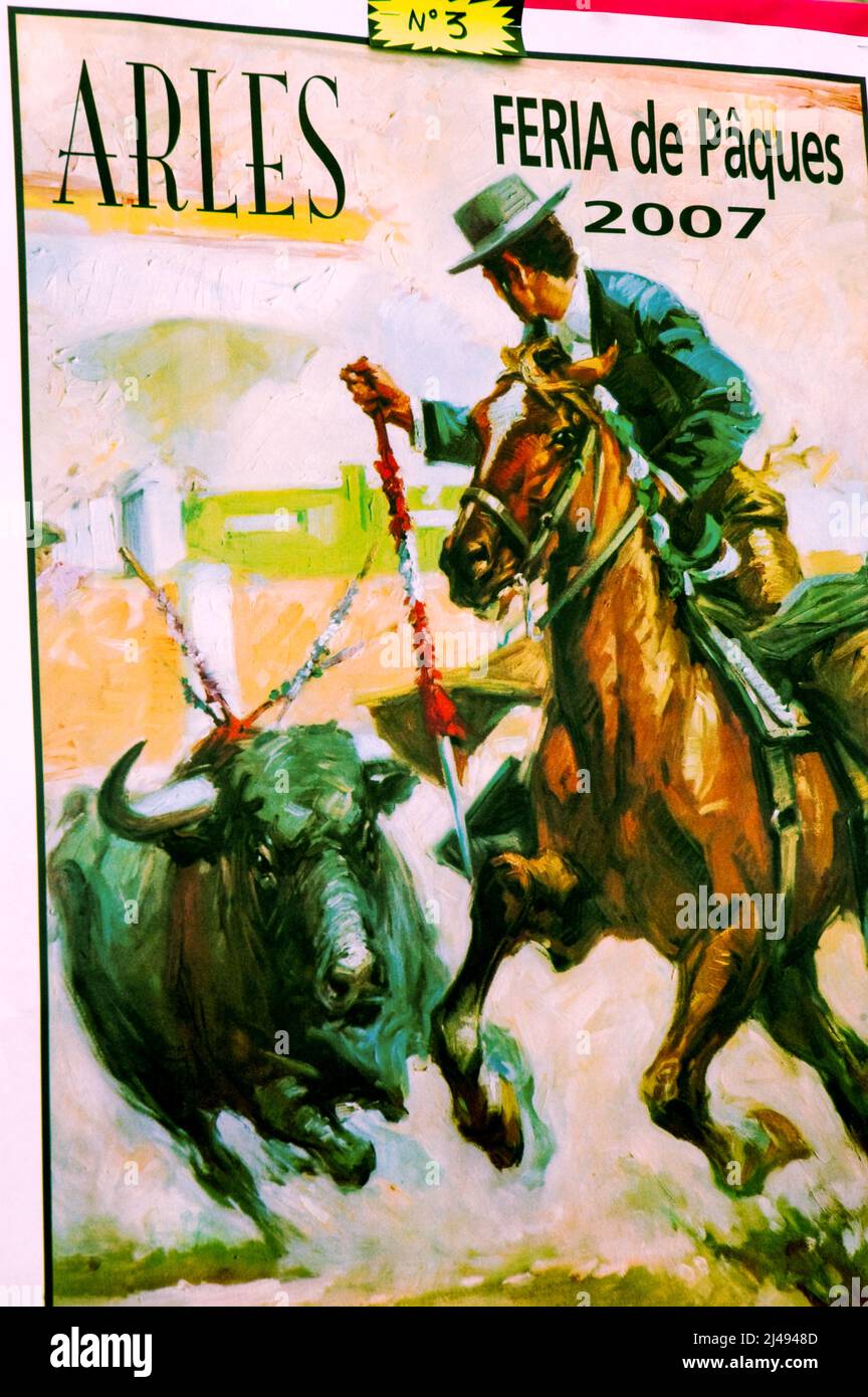 Arles, France -French Advertising Travel Posters on display on Street ...