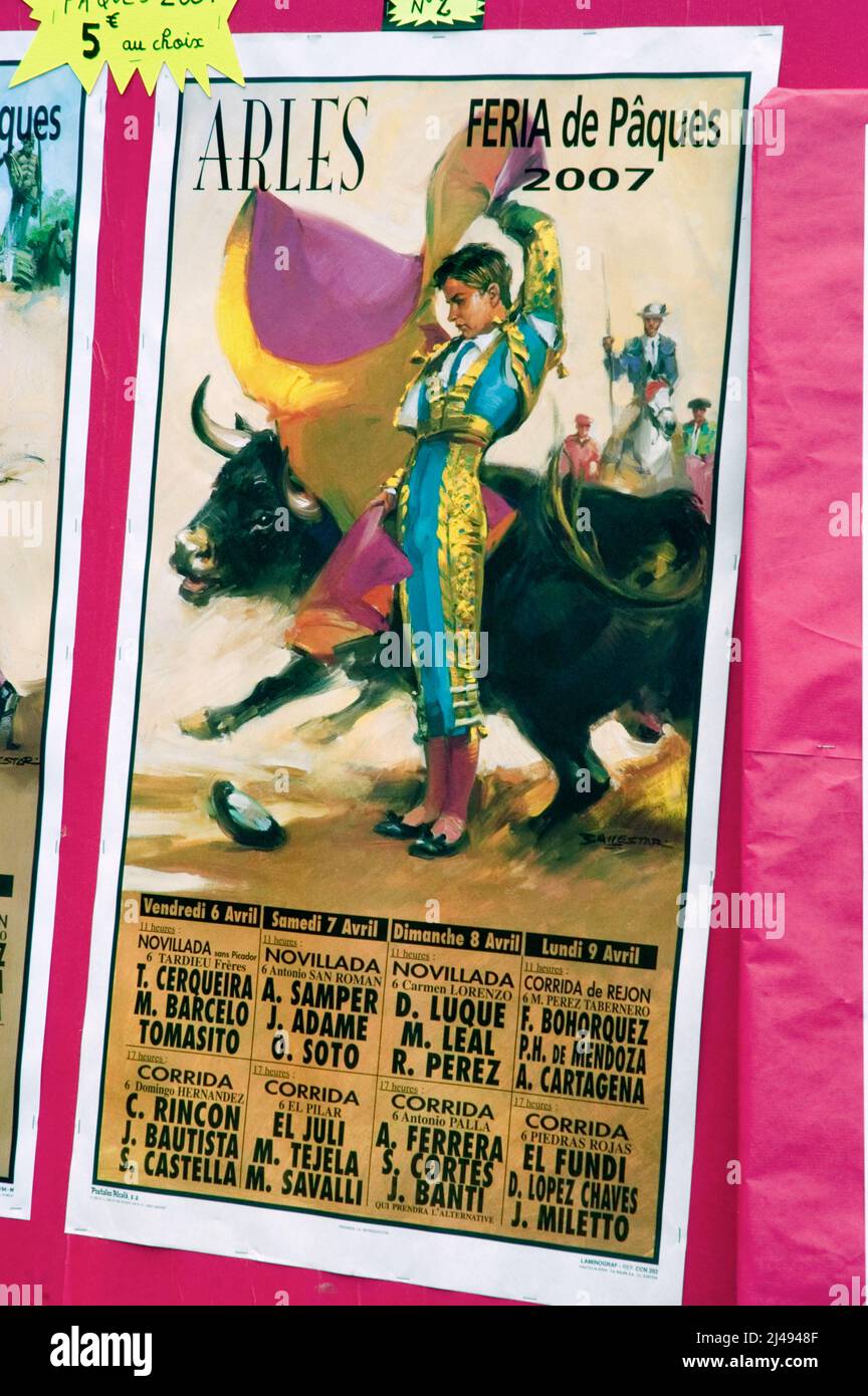 Arles, France -French Advertising Posters on display on Street during ...