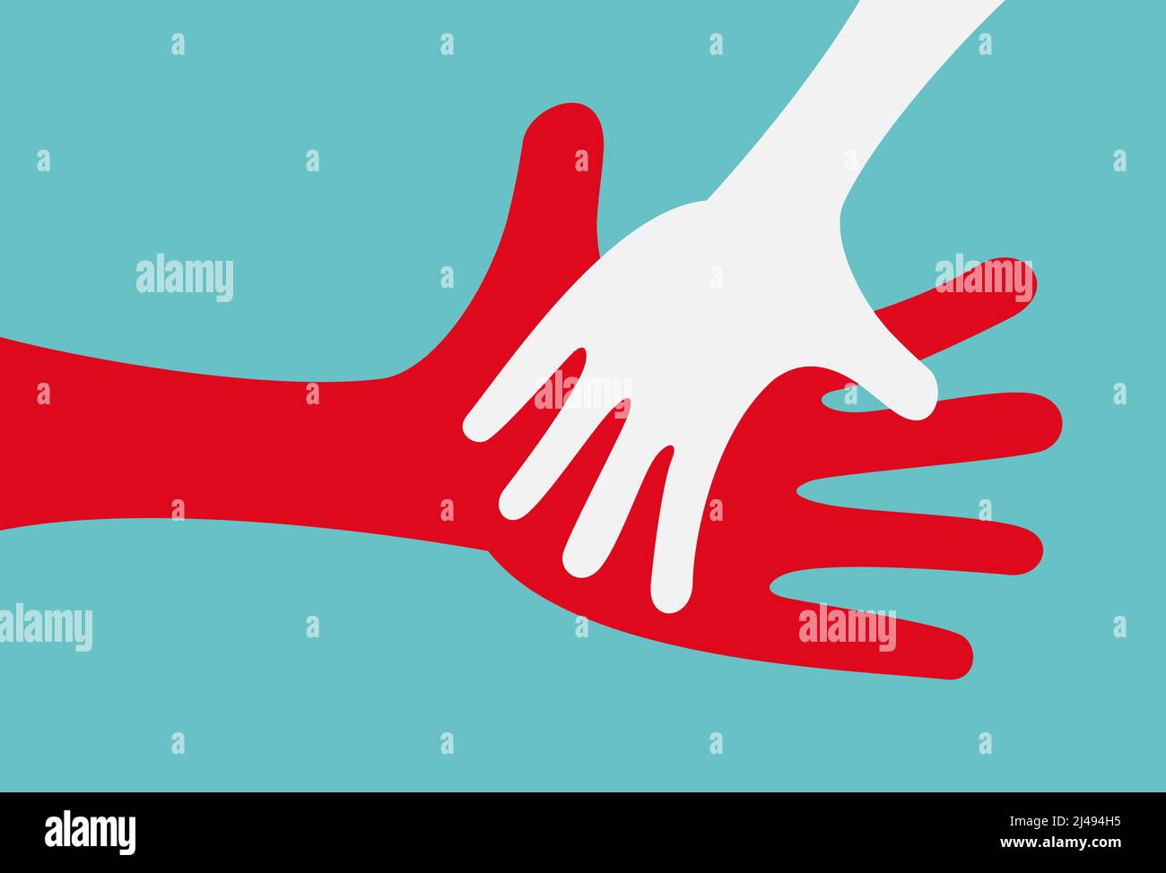 Two hands, one large and one small. Help and solidarity. Vector ...